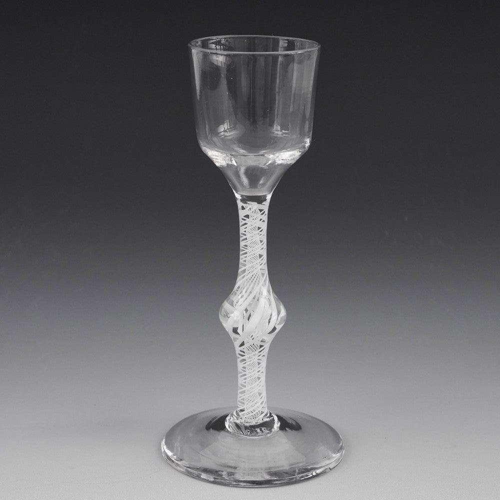 Fine Georgian Knopped Opaque Twist Wine Glass c1765 For Sale at 1stDibs
