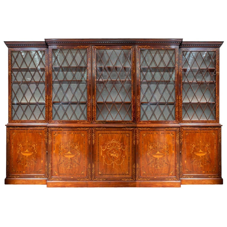 Fine Georgian Mahogany Inlaid Library Bookcase, circa 1800 For Sale at ...