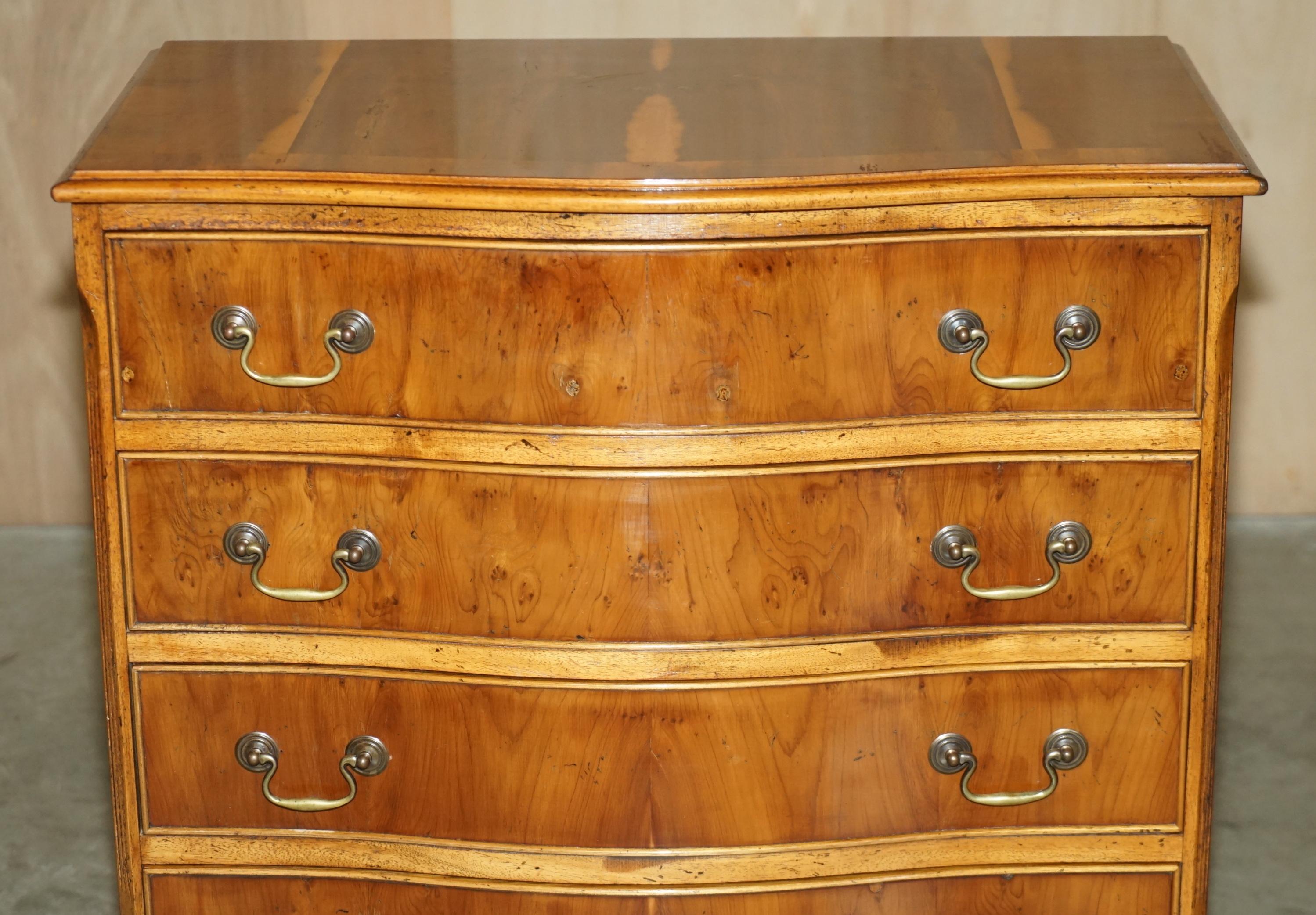 FINE HALLETT and SON'S PAIR OF BURL and BURR YEW WOOD SERPENTINE CHEST ...