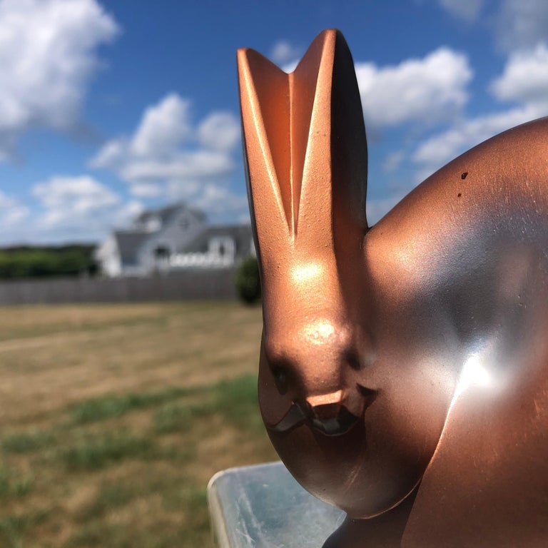 Fine Hand Cast "Copper Finish Rabbit" from Old Japan at 1stDibs