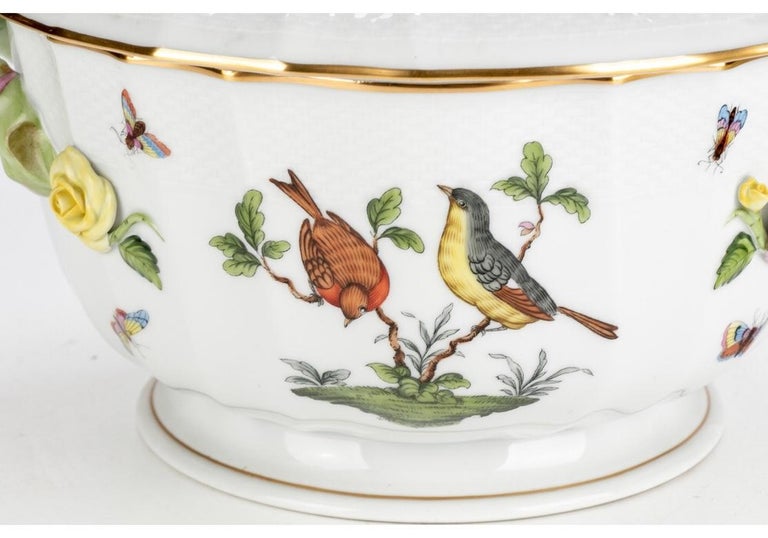 Fine Hand-Painted Herend Porcelain Center Serving Bowl And Platter For ...