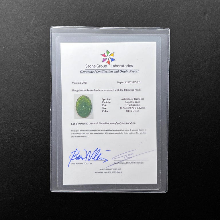 Fine Highly Translucent Carved Nephrite Pendant and Brooch For Sale at ...