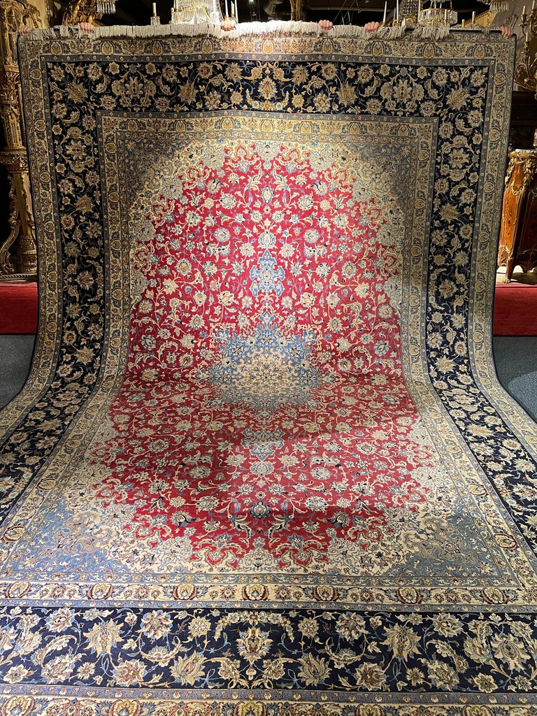 Fine Isfahan / Nain Carpet, Cork Wool with Silk, 20th Century For Sale ...