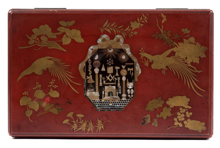 Fine Japanese Export Red Lacquer Box with Masonic Symbols, circa 1800 ...