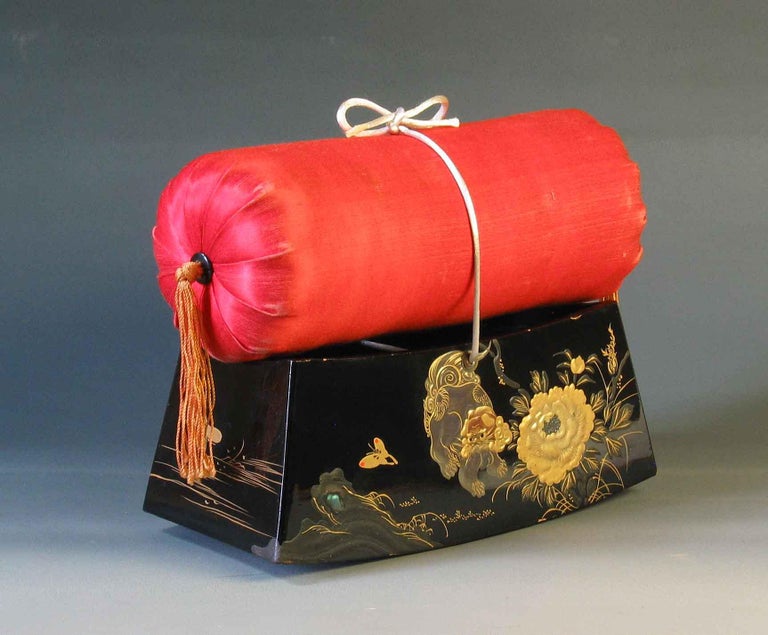 Fine Japanese Lacquer Takamakura Geisha Pillow, First Half of the 20th ...