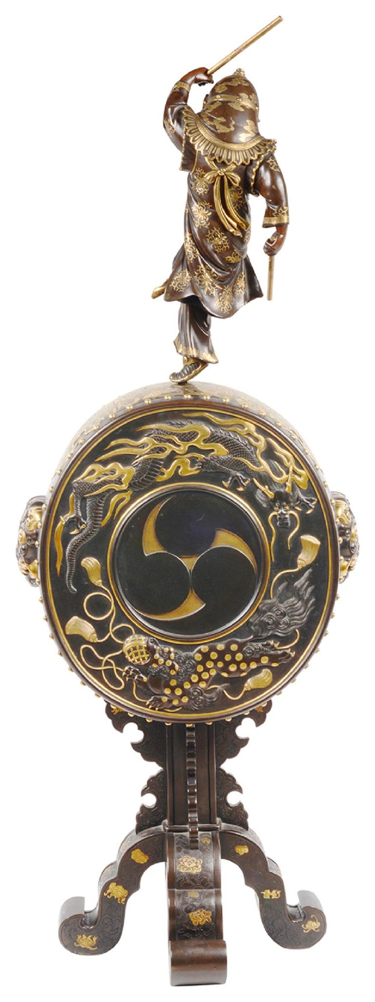 Fine Japanese Miyao Bronze Mantel Clock For Sale at 1stDibs