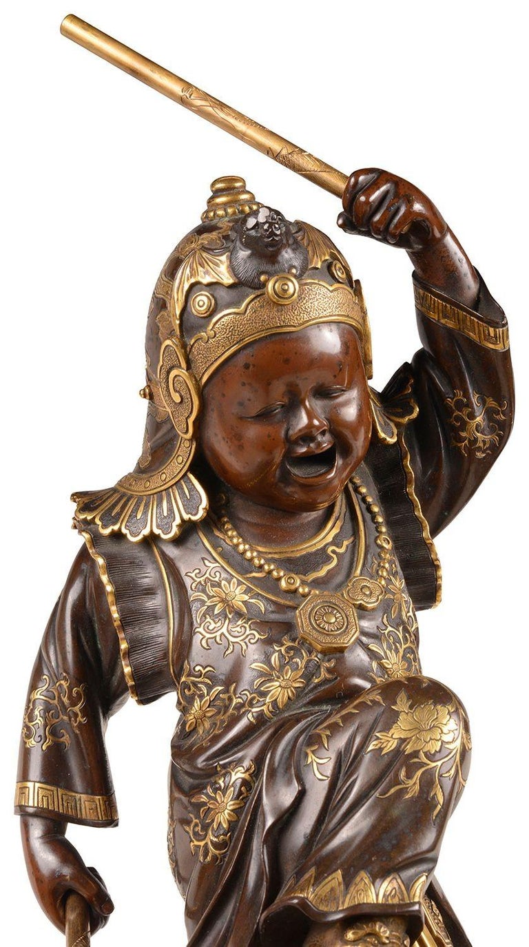 Fine Japanese Miyao Bronze Mantel Clock For Sale at 1stDibs