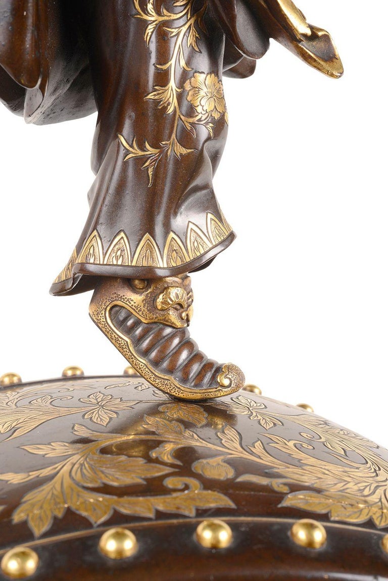 Fine Japanese Miyao Bronze Mantel Clock For Sale at 1stDibs