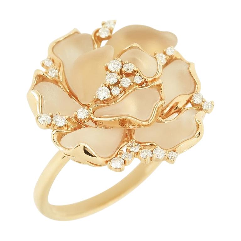 18 Karat Gold Diamond and Sapphire Japanese Waves Ring with Rock ...