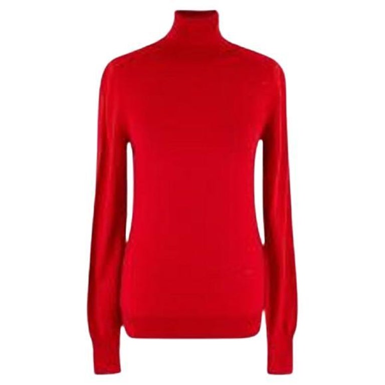 Fine Knit Red Roll Neck Jumper For Sale at 1stDibs