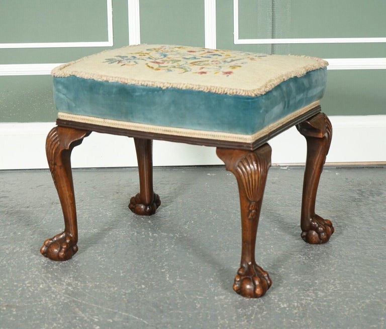 Fine Late Victorian Flower Upholstery Claw and Ball Foot Stool For Sale ...