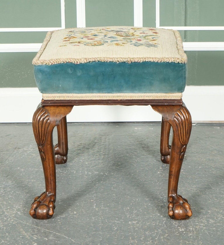 Fine Late Victorian Flower Upholstery Claw and Ball Foot Stool For Sale ...