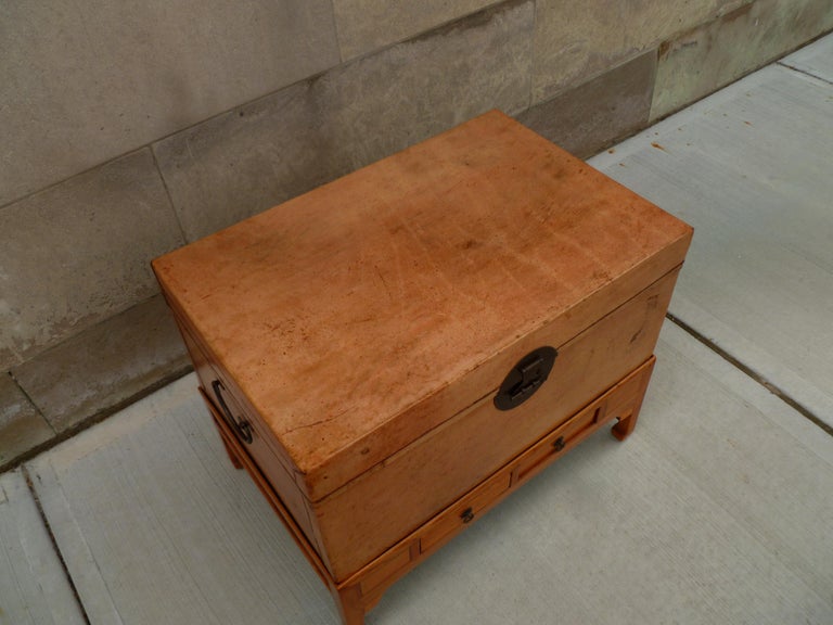 Fine Leather Trunk on Stand For Sale at 1stDibs