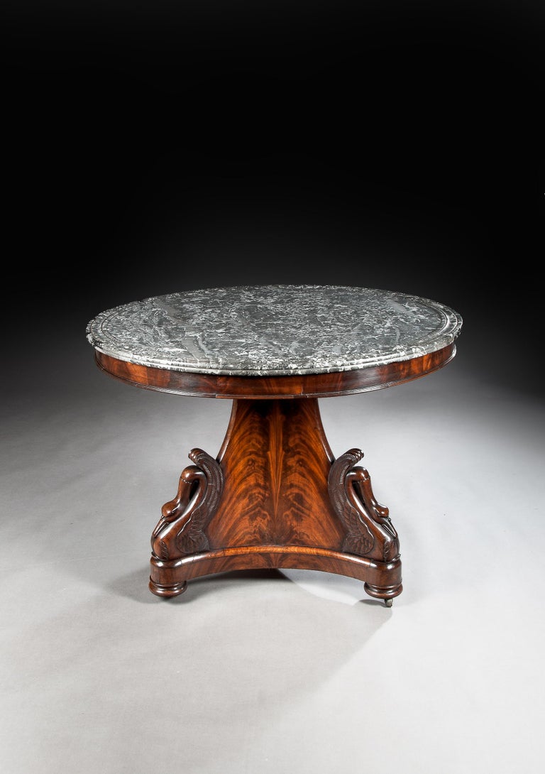 Fine Mahogany French Empire Marble Topped Gueridon at 1stDibs