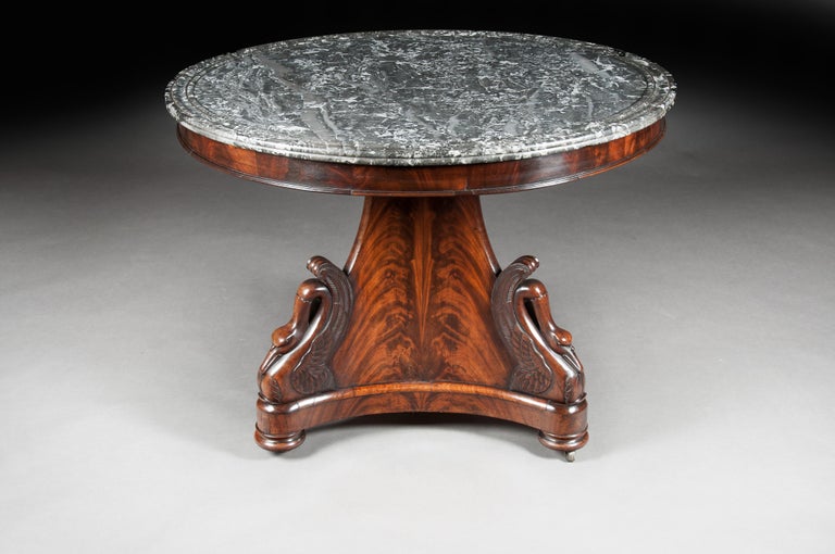 Fine Mahogany French Empire Marble Topped Gueridon at 1stDibs