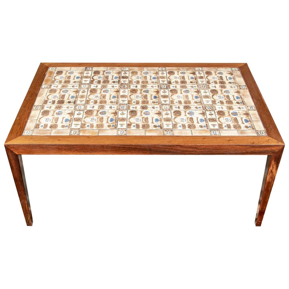 Midcentury Tile Top Coffee Table For Sale at 1stDibs