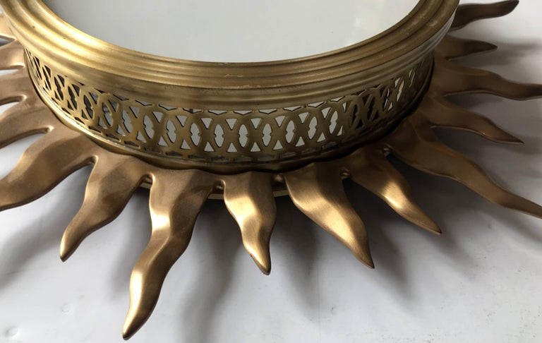 Fine Mid-Century Modern French Bronze Star Sun Glass Flush Mount Light ...