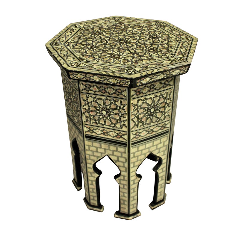 Fine Middle Eastern Bone and Mother of Pearl Side Table For Sale at 1stDibs