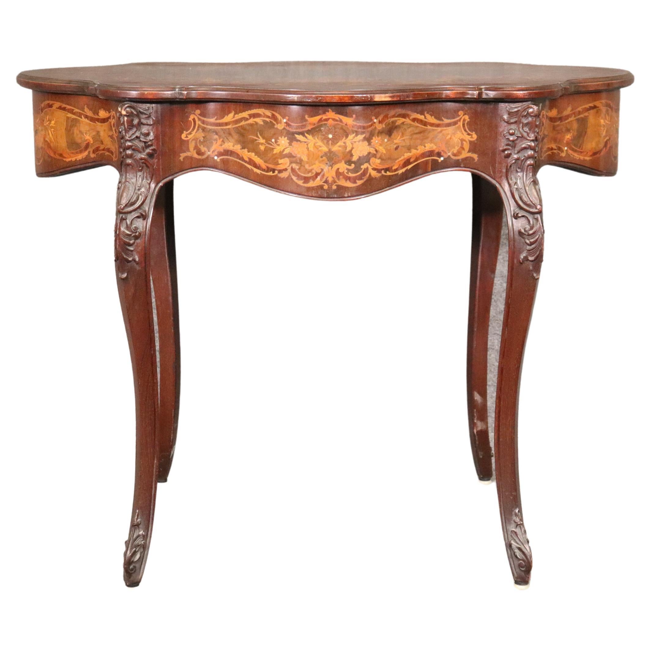 French Victorian Ebony Inlaid Center Table For Sale at 1stDibs
