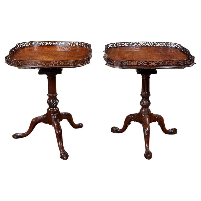 Fine Near Pair of Georgian Padouk Fretwork Gallery Tables For Sale at ...