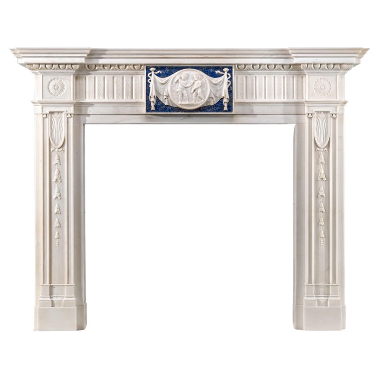 Fine Neoclassical Fireplace in Lapis Lazuli For Sale at 1stDibs