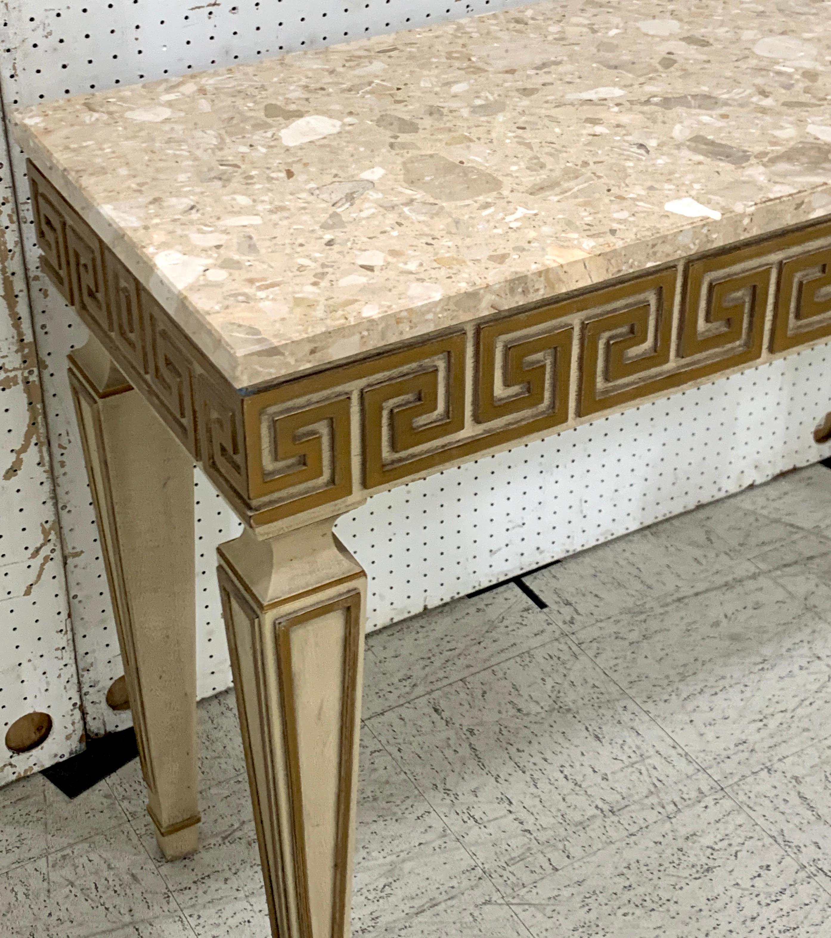 Fine Neoclassical "Greek Key' Gilt and Polychrome Marble-Top Console ...