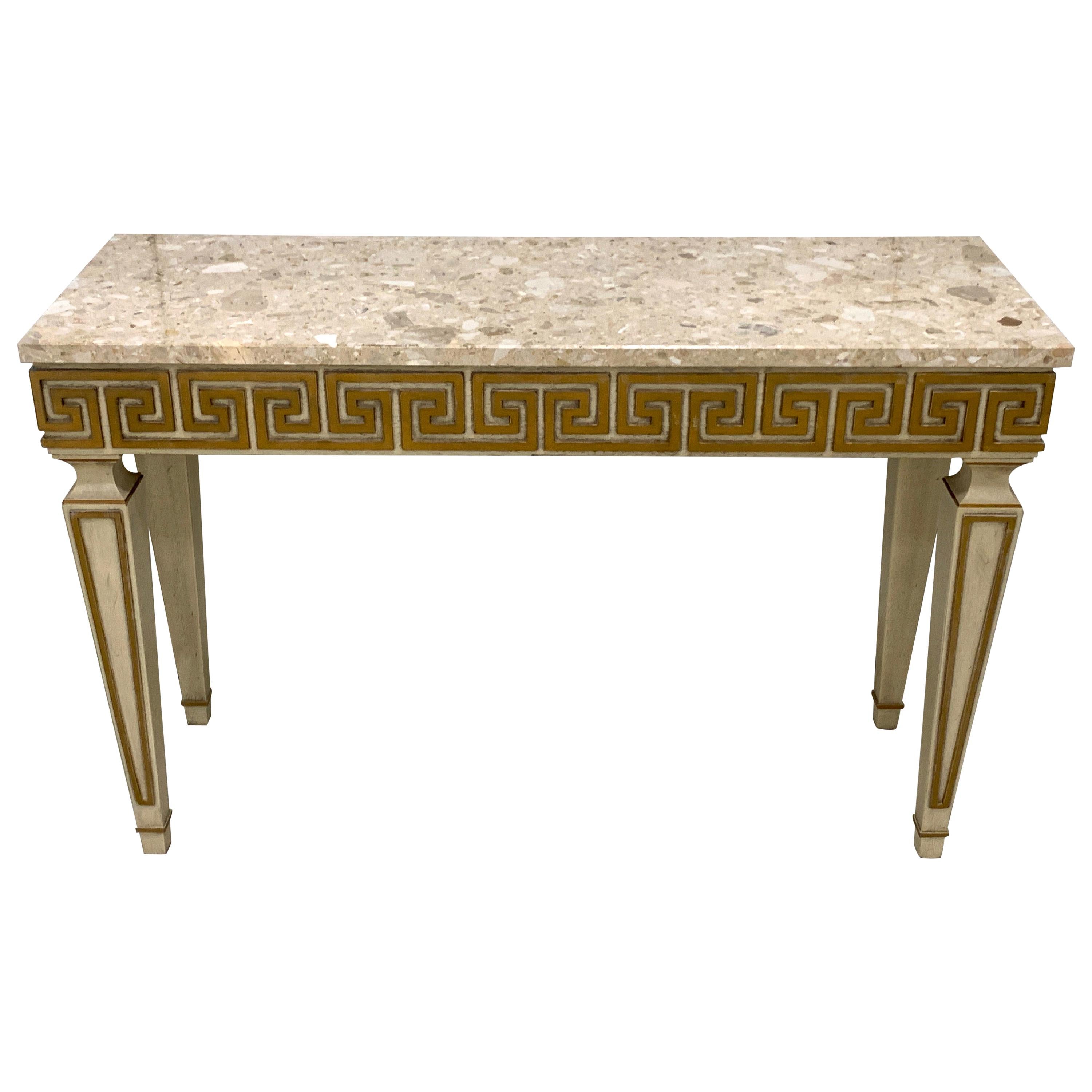 Pair of Continental Painted Neoclassical Style Greek Key Tables at 1stDibs