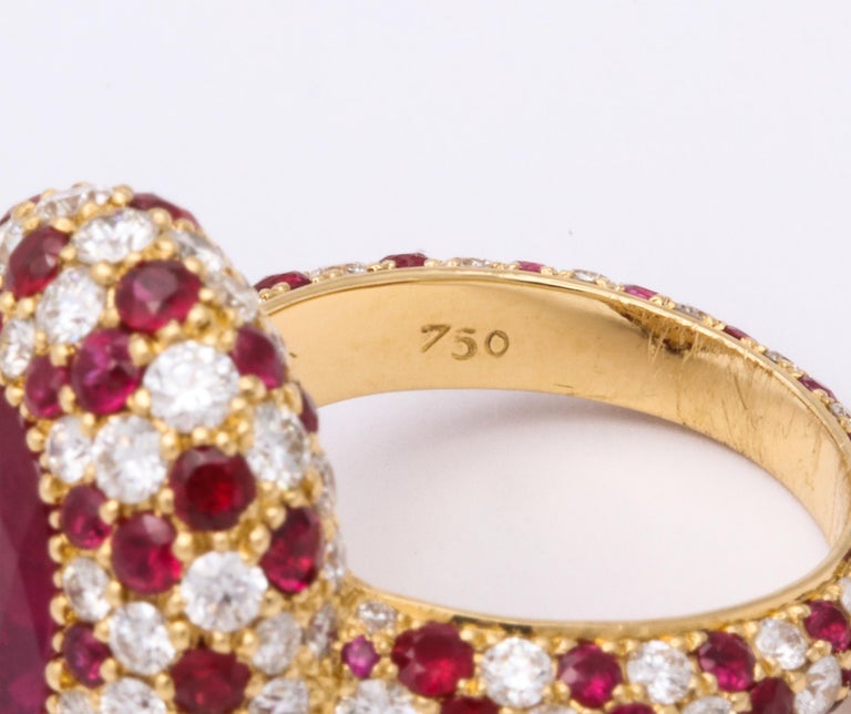 Fine Non-Heated Burma Ruby Ring Set with Diamonds and Rubies For Sale ...