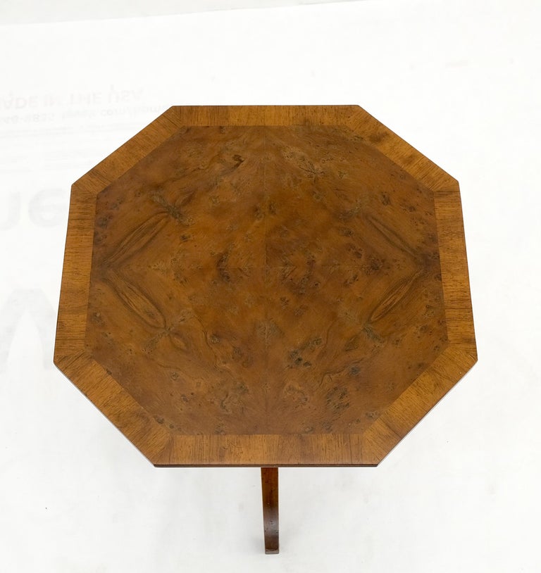 Fine Octagonal Shape Banded Burl Wood Tripod Base Occasional Table ...