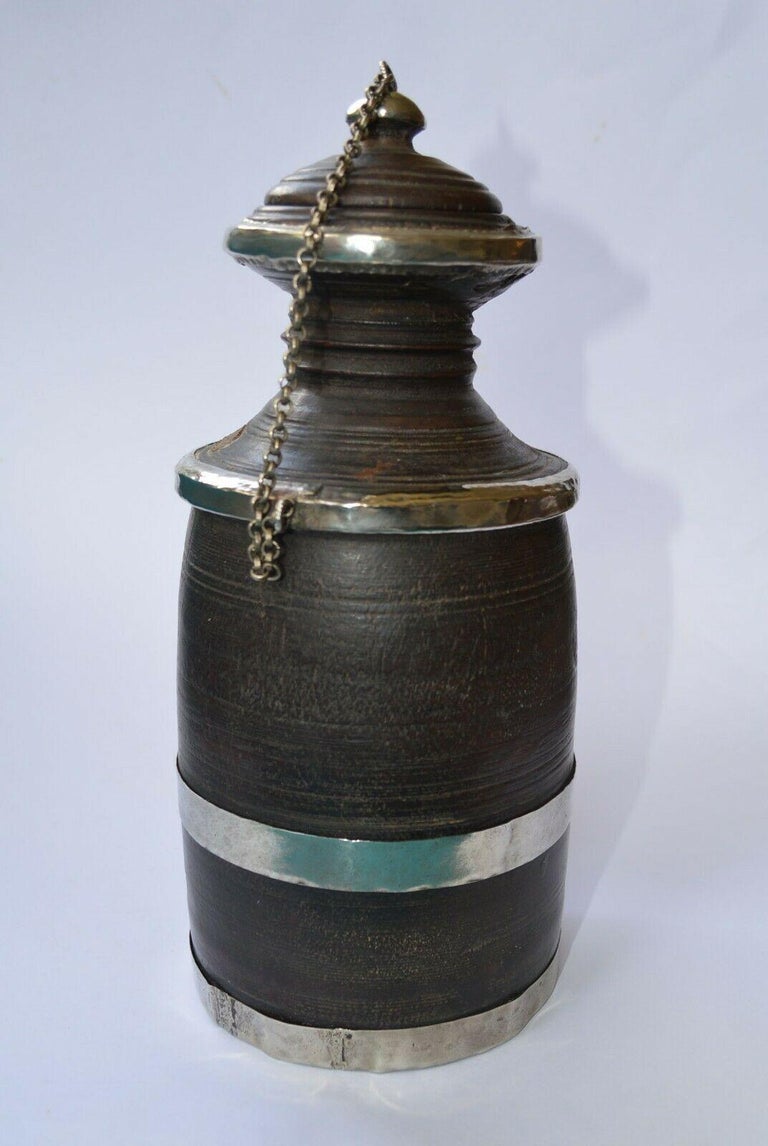 Fine Old Himalayan Tibetan Wood Silver Beer Chaang Container 中国古董藏族古董 ...