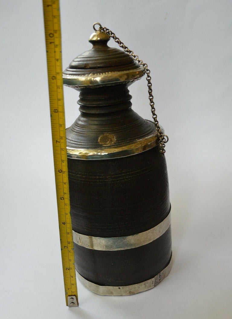 Fine Old Himalayan Tibetan Wood Silver Beer Chaang Container 中国古董藏族古董 ...