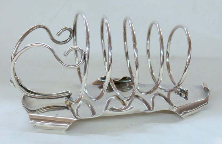 Fine Old Silver-Plate Leaf Motif Spiral Shape Five-Bar Toast or Letter ...