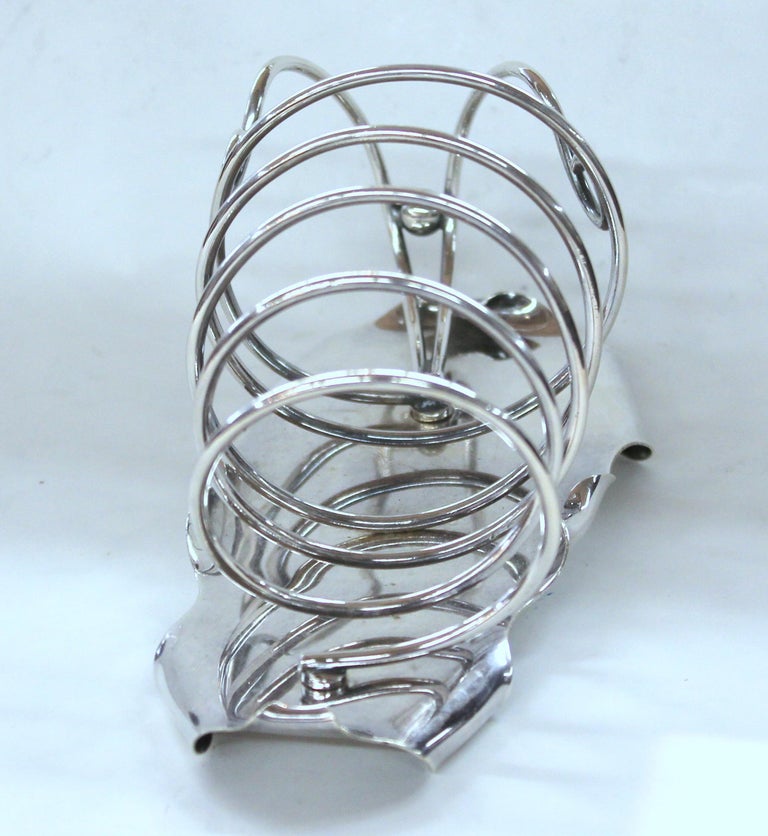 Fine Old Silver-Plate Leaf Motif Spiral Shape Five-Bar Toast or Letter ...