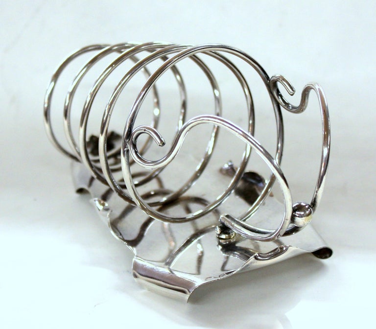 Fine Old Silver-Plate Leaf Motif Spiral Shape Five-Bar Toast or Letter ...