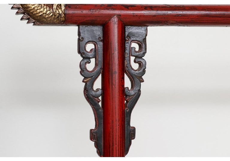 Fine Older Chinese Robe Rack in Cinnabar Paint For Sale at 1stDibs