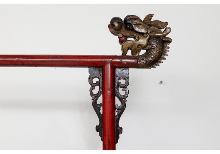 Fine Older Chinese Robe Rack in Cinnabar Paint For Sale at 1stDibs
