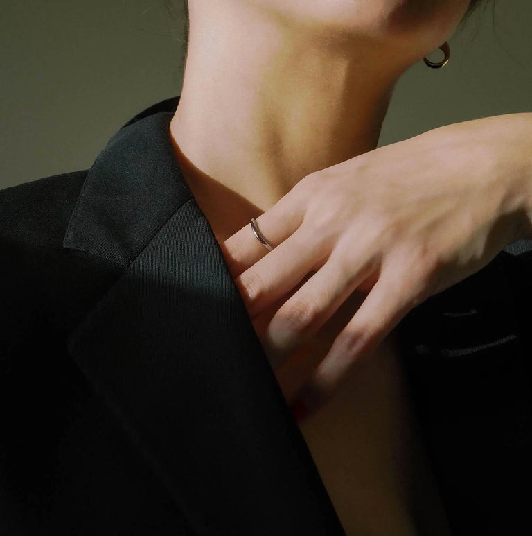 Fine Organic Curved Ring in Recycled Silver (Large) For Sale at 1stDibs