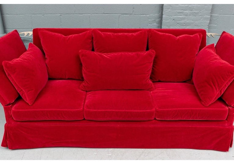 Fine Over-Scale Knowle House Style Sofa in Lipstick Red Mohair For Sale ...