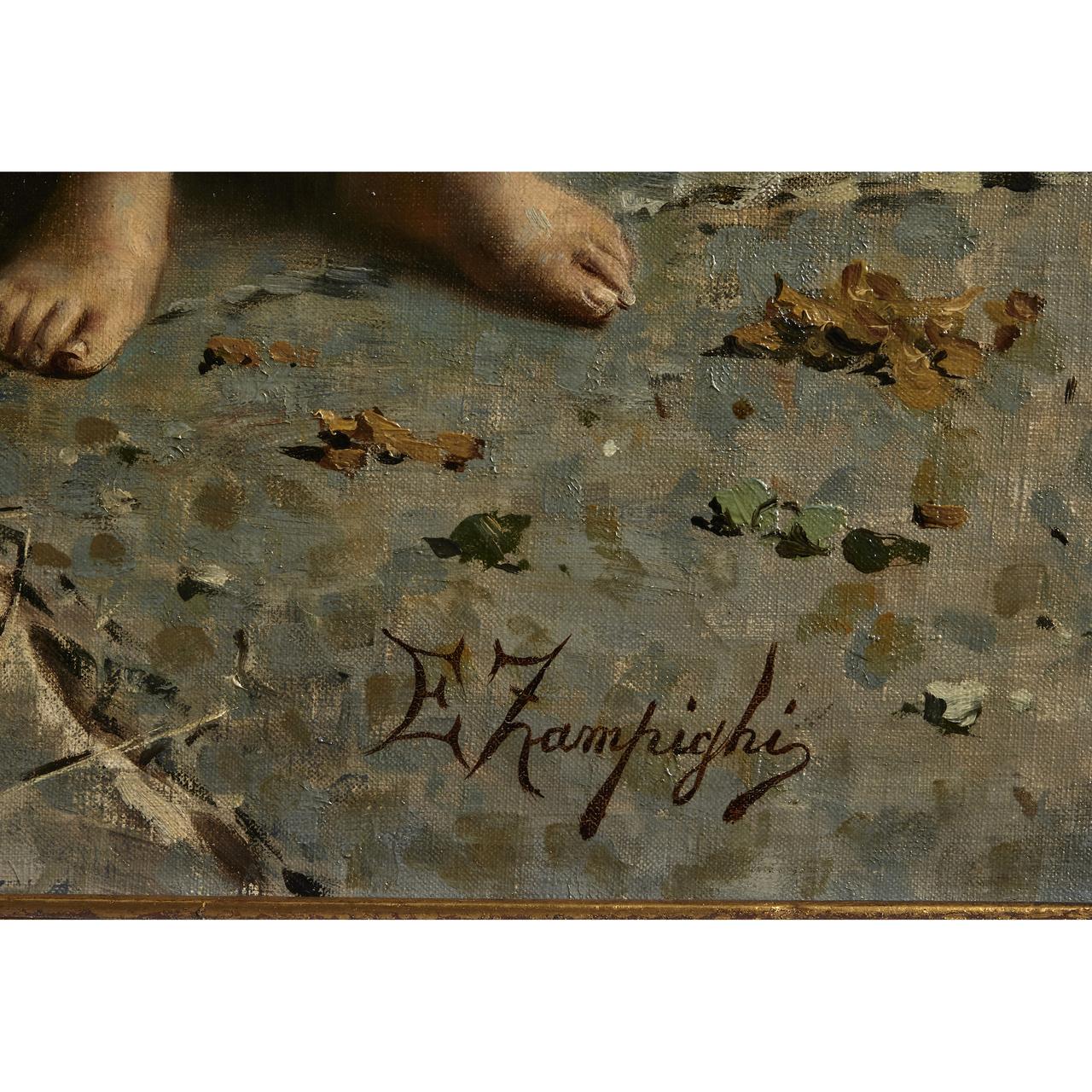 Fine Painting Depicting an Italian Family by Eugenio Zampighi For Sale ...