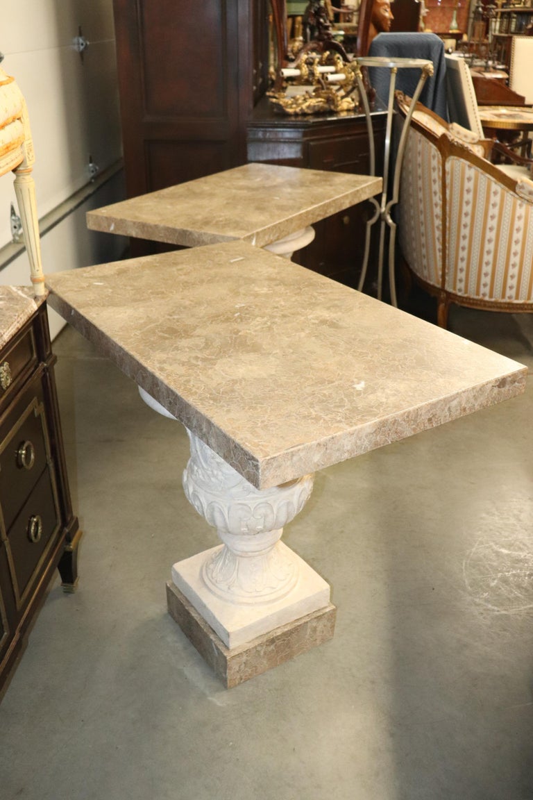 Fine Pair Italian Neoclassical Style Faux Marble Urn Console Tables For ...