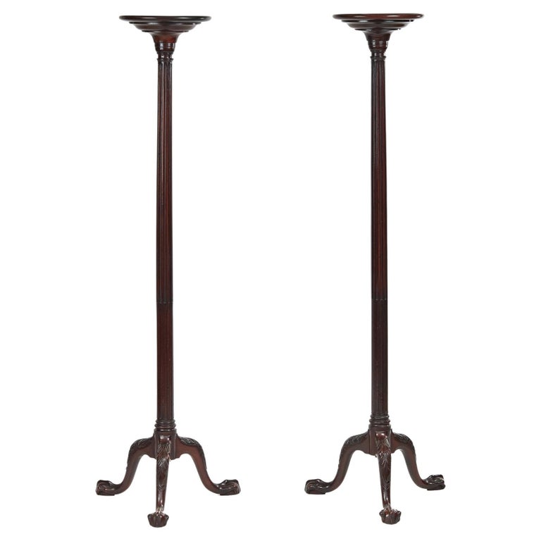 Fine Pair Mahogany and Carved Torchere Stands For Sale at 1stDibs