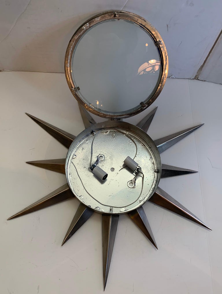 Fine Pair Mid-Century Modern Brushed Silver Star Glass Flush Mount ...