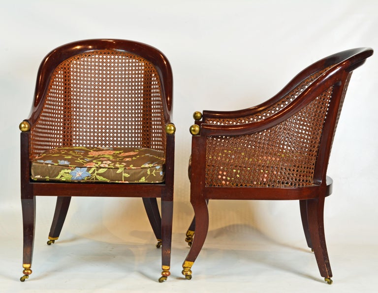 Fine Pair of 19th Century British Colonial Mahogany Barrel Back Cane ...