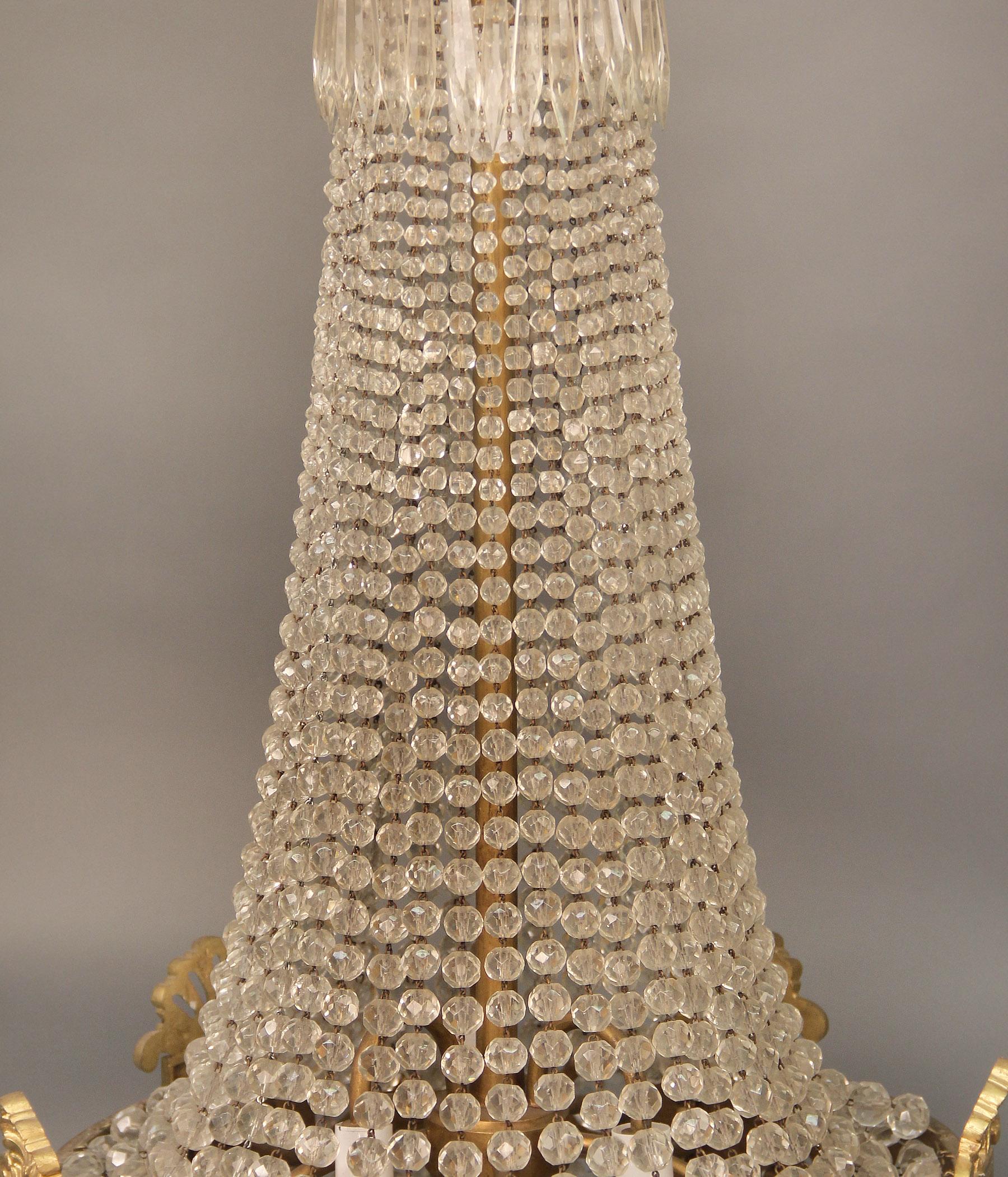 Fine Pair of 19th Century Gilt Bronze and Beaded Six Light “Apollo ...