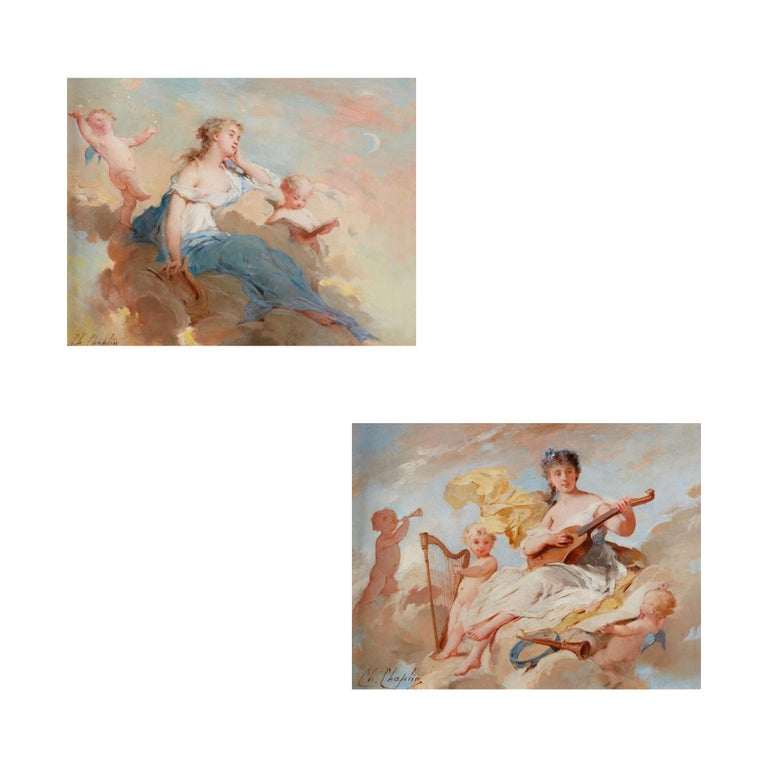 Fine Pair of Allegorical Paintings of Poetry and Music by Charles ...