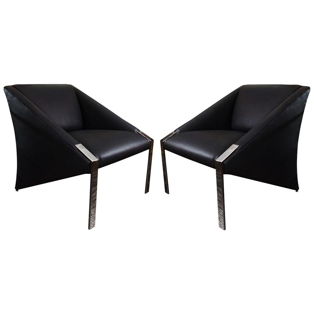 Fine Pair of Andrée Putman Club Chairs in Black at 1stDibs | andree ...