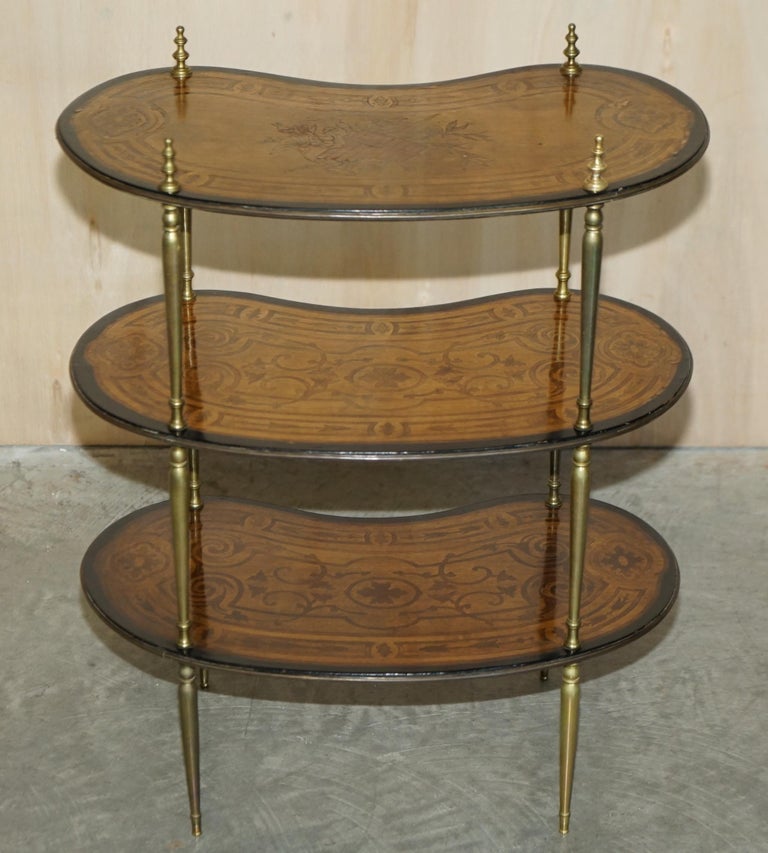 Fine Pair of Antique Continental Three Tier Kidney Shaped Brass Etagere ...