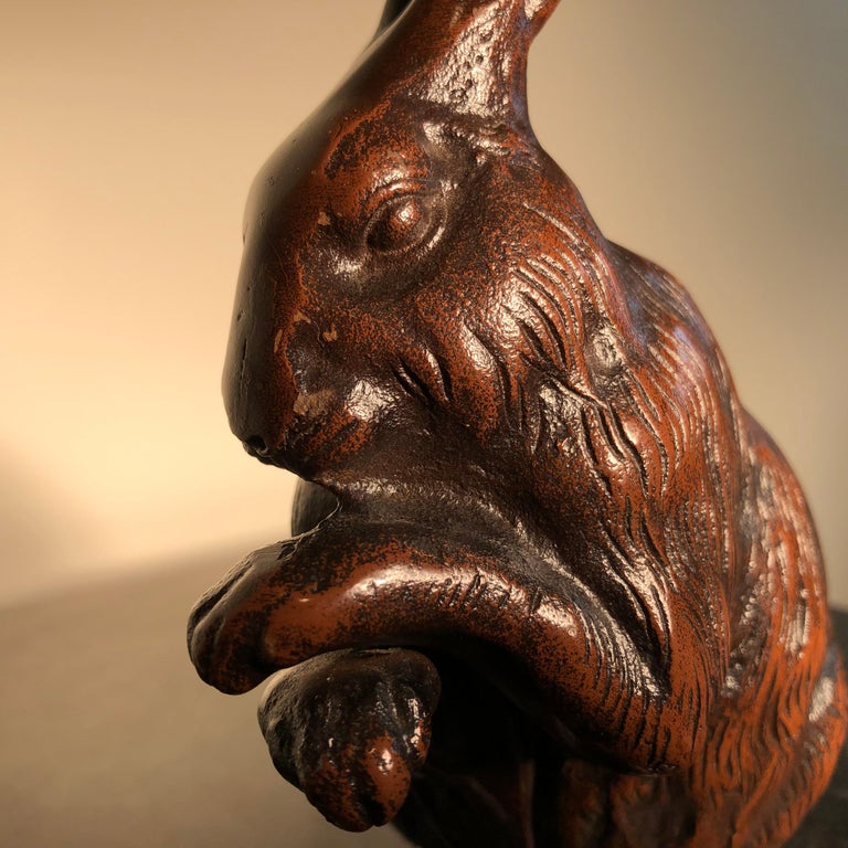 Fine Pair of Big Hand Cast Bronze Playful Rabbits from Old Japan, Best ...
