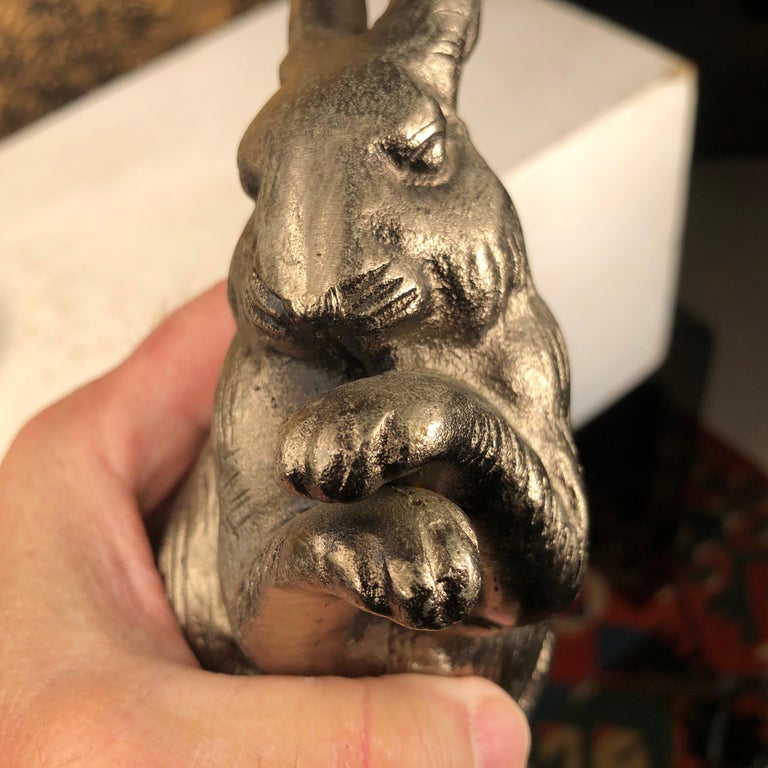 Fine Pair of Big Hand Cast Bronze Playful Rabbits from Old Japan at 1stDibs