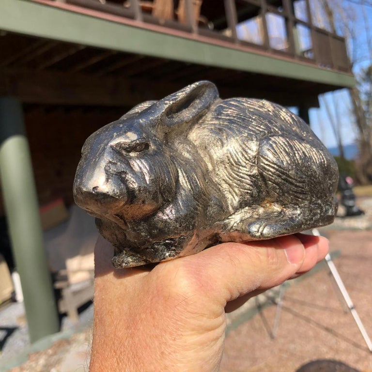 Fine Pair of Big Hand Cast Bronze Playful Rabbits from Old Japan at 1stDibs